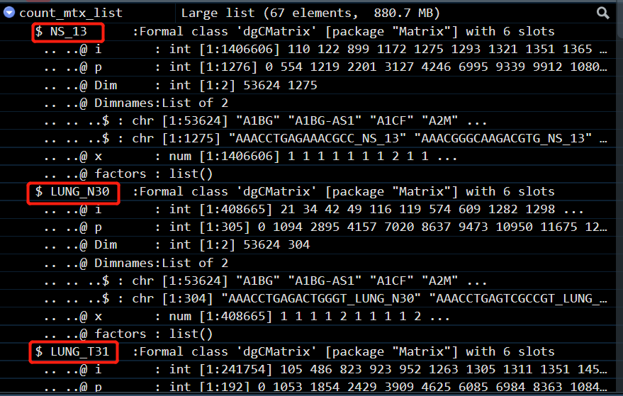 Prepration of listCountMtx from merged Seurat object and erro with reporting "Bad sample low cells