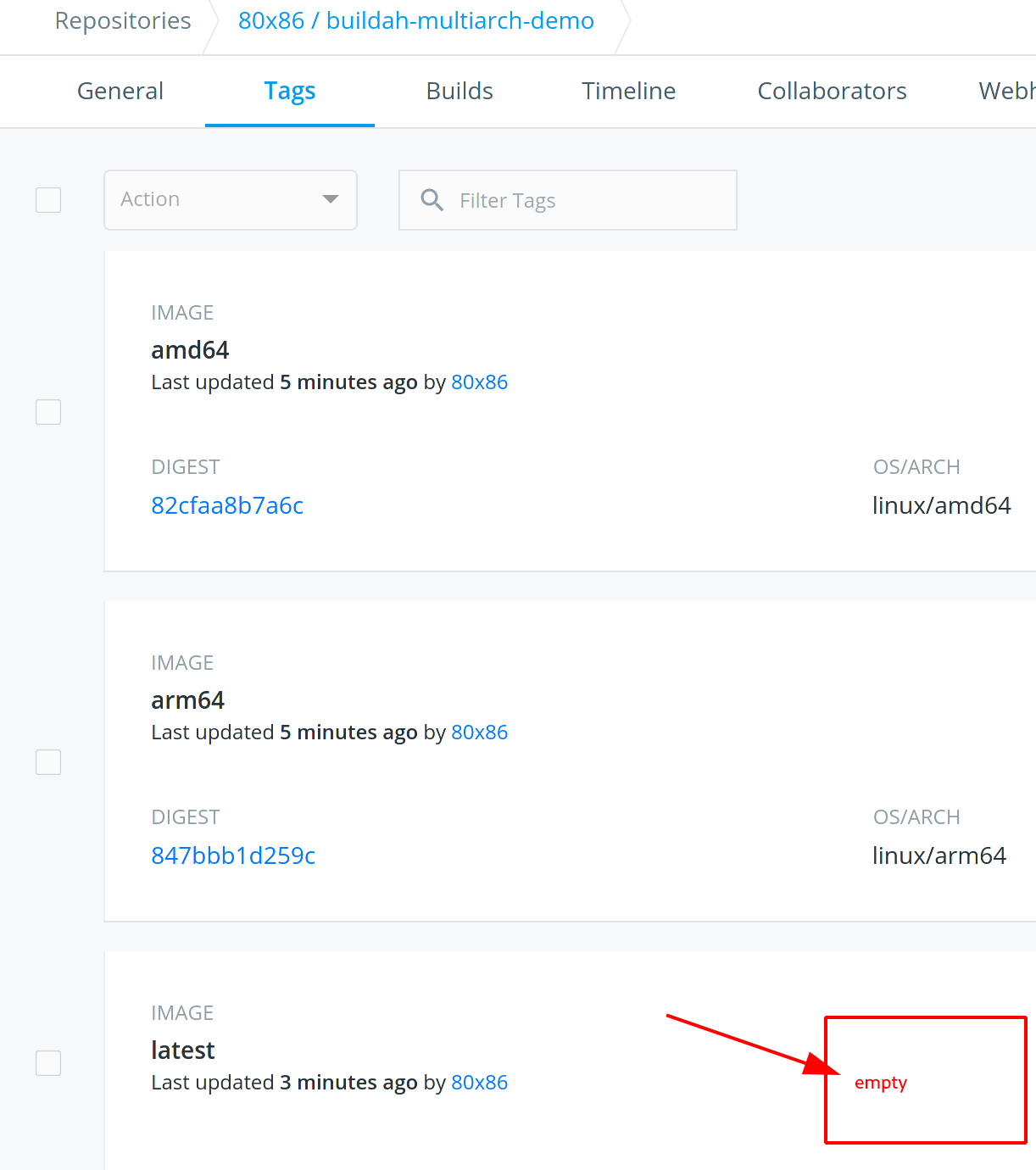 buildah generated image digest (sha256 hash) differs from docker hub ...