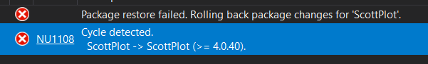 NuGet Error NU1108: Cycle detected · Issue #556 · ScottPlot/ScottPlot · GitHub