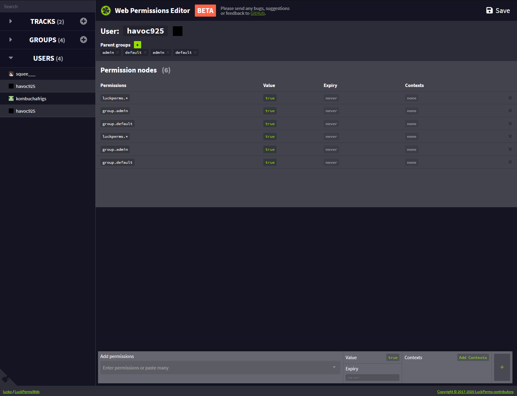 online players duped · Issue #235 · LuckPerms/LuckPermsWeb · GitHub
