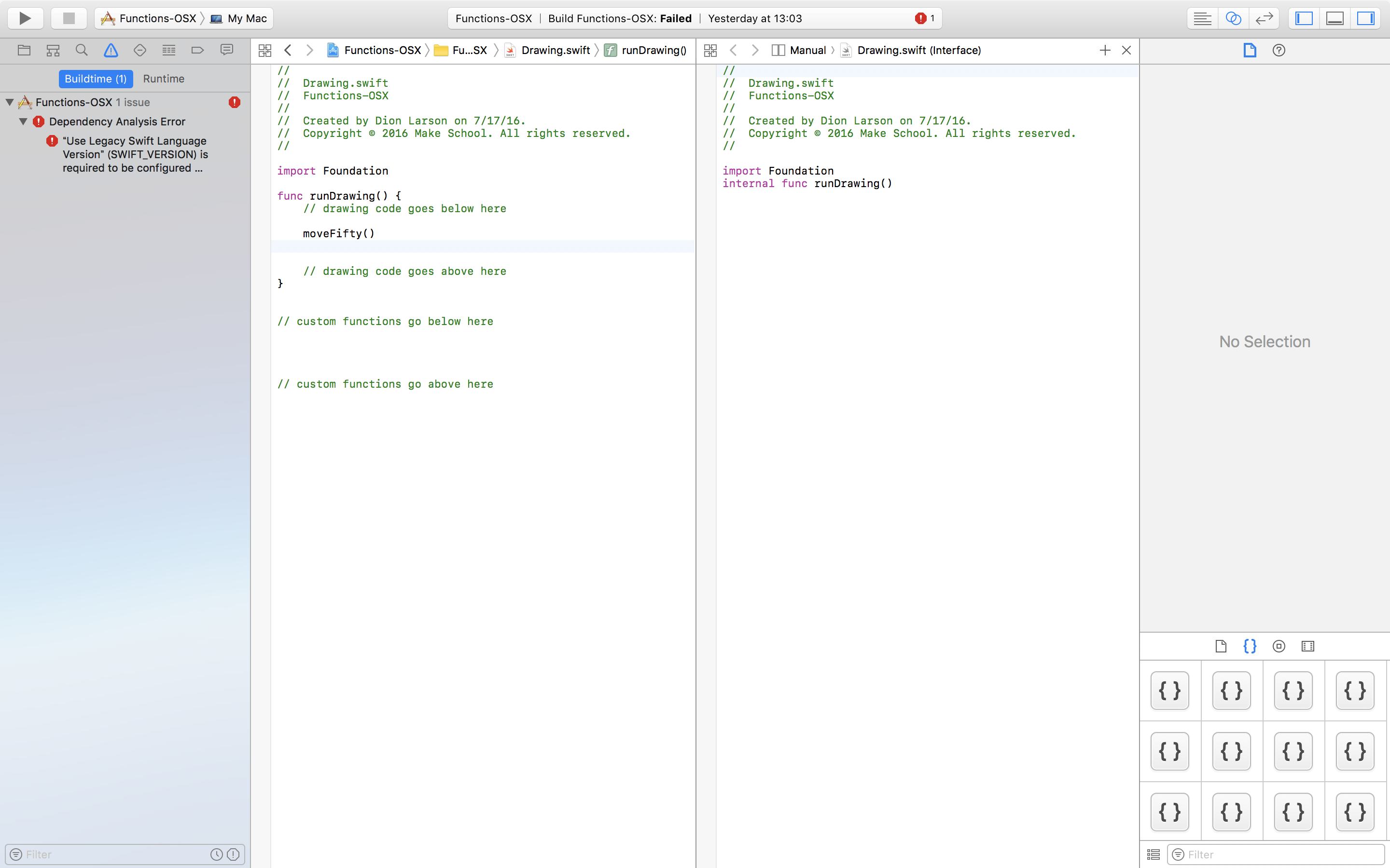 1. Introducing Functions · Issue #1 · MakeSchool-Tutorials/Intro-Functions-No-Playground-Swift3 ...