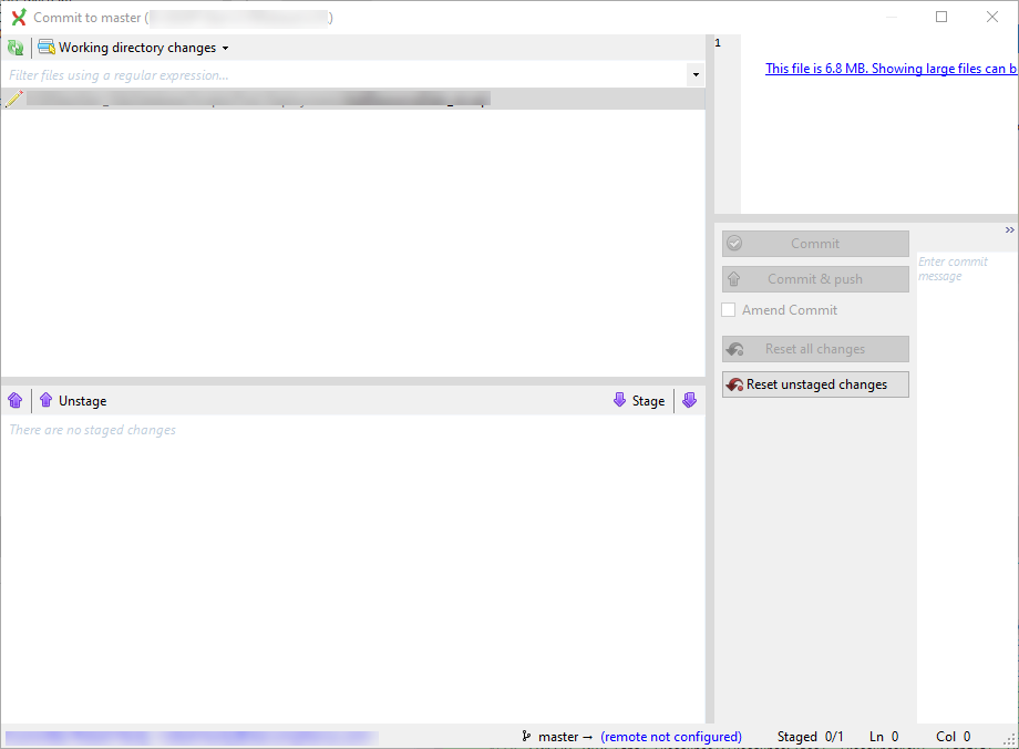 Commit dialog F3 shortcut for "open with difftool" is ignored when changed file size is "large ...