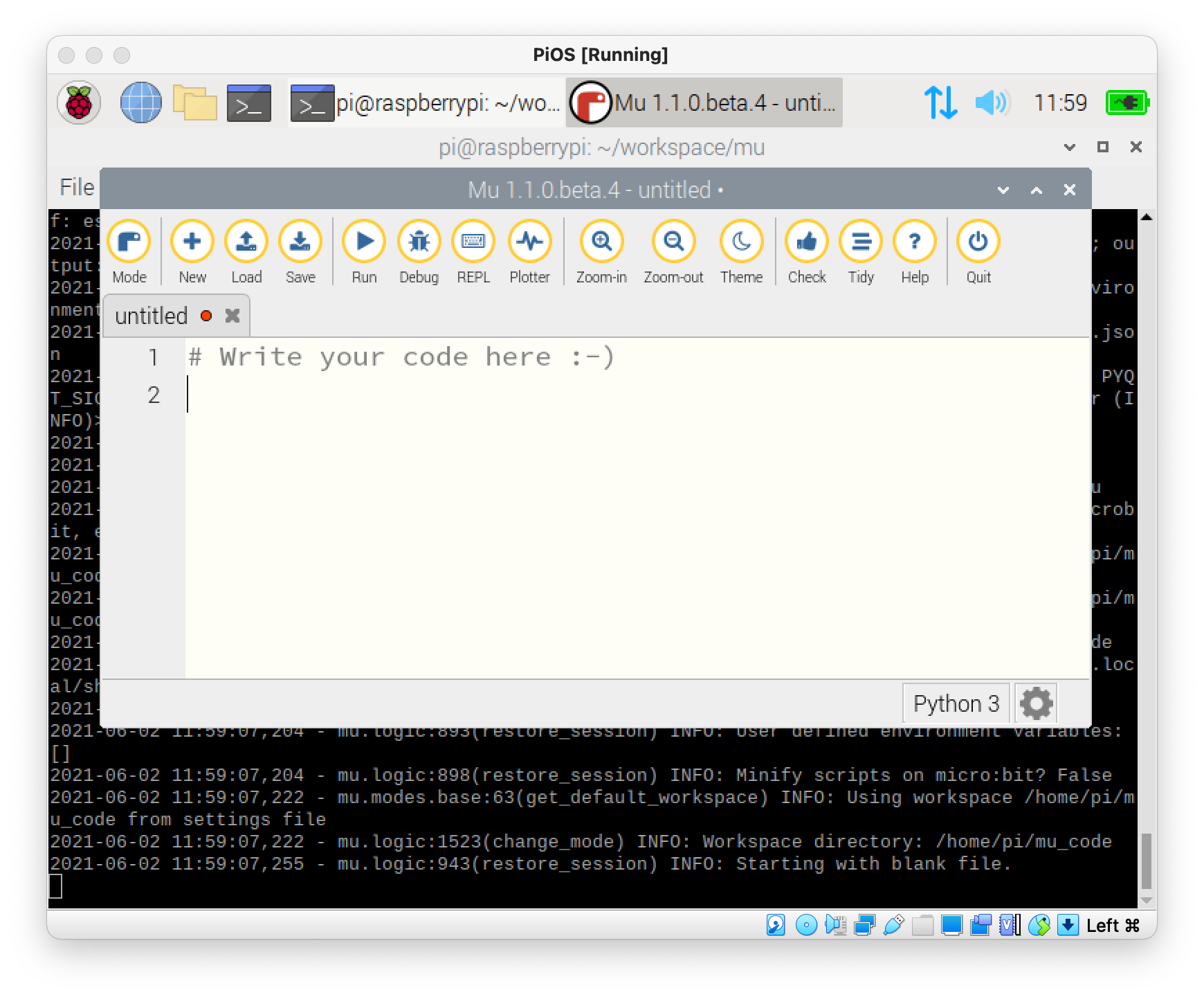 Every time I open Mu Editor in my Raspberry Pi the window gets higher · Issue #1613 · mu-editor ...