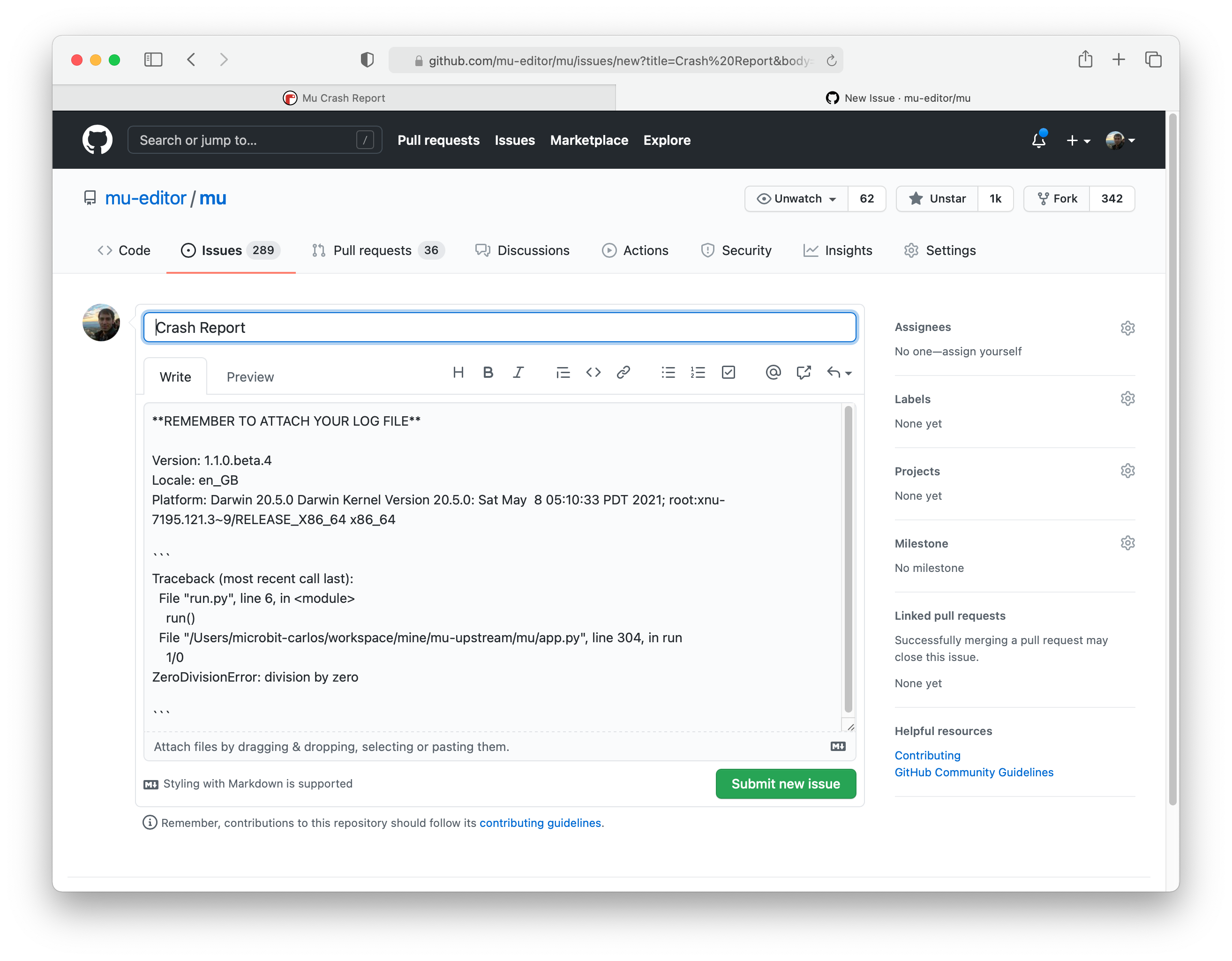 Link To Open Crash Report Issue Doesnt Work For Non Admin Users · Issue 1669 · Mu Editormu
