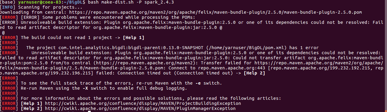 I Am New To Bigdl Here Is My Problem When I Try To Install Bigdl In Existing Yarn Cluster When