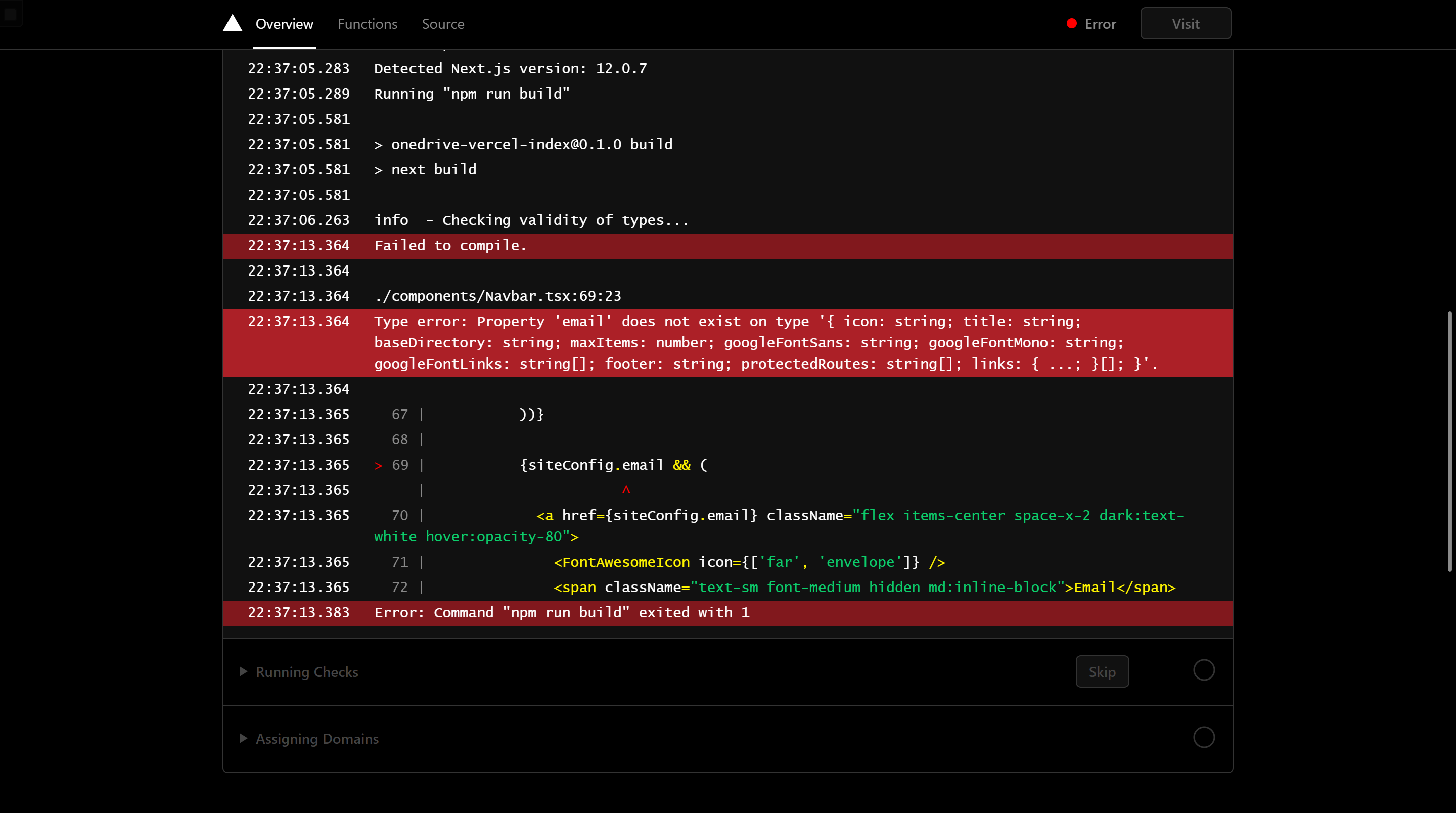 删除 "email" 字段后部署时报错 · Issue #223 · spencerwooo/onedrive-vercel-index · GitHub