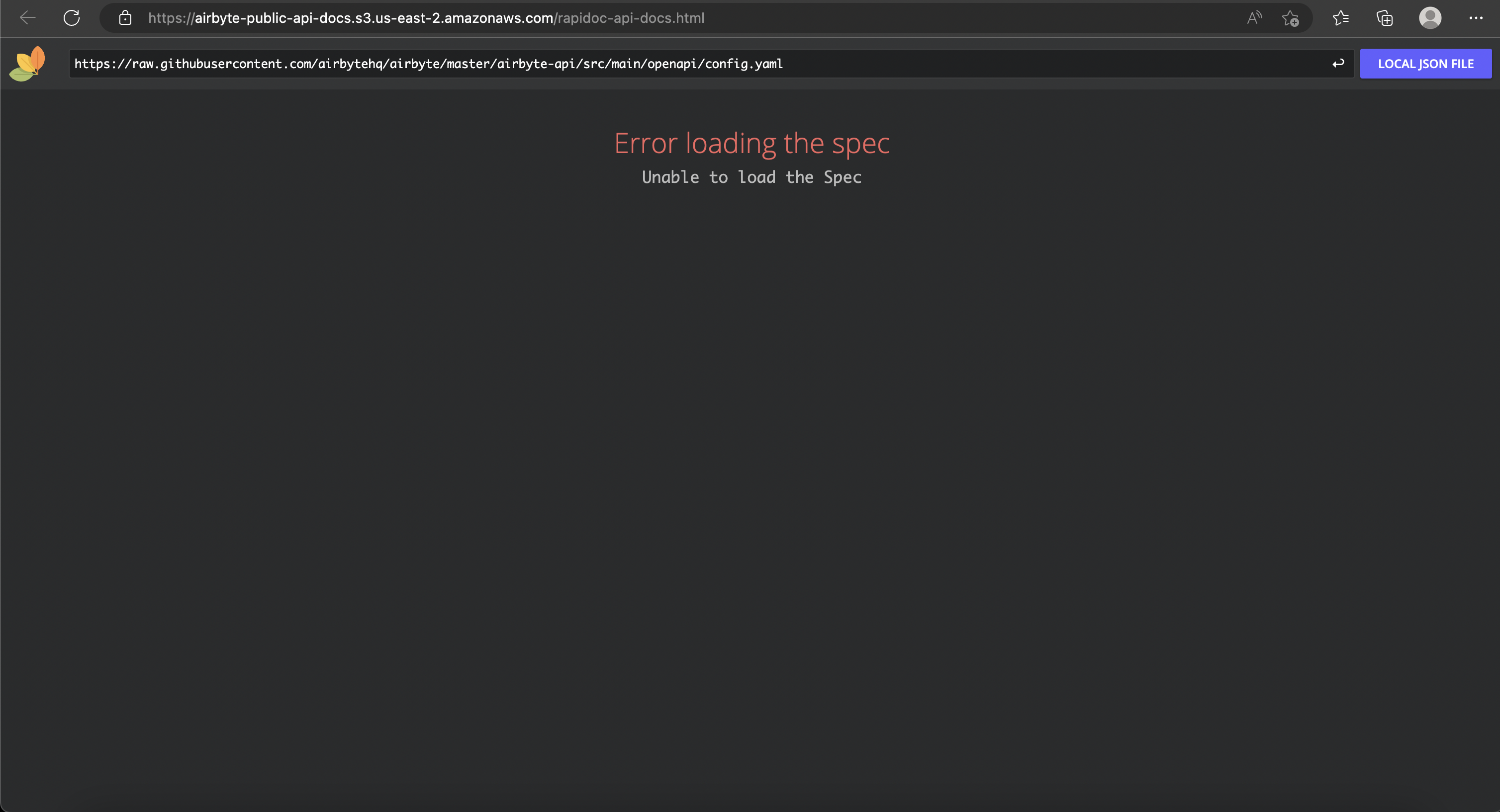 Unable to open Airbyte public API Documentation · Issue #23720 · airbytehq/airbyte · GitHub