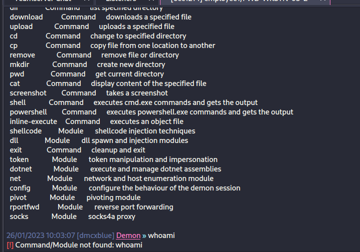 [Teamserver-Client--Bug]: Modules are not loaded - "whoami", "arp", "listdns", etc. · Issue #253 ...