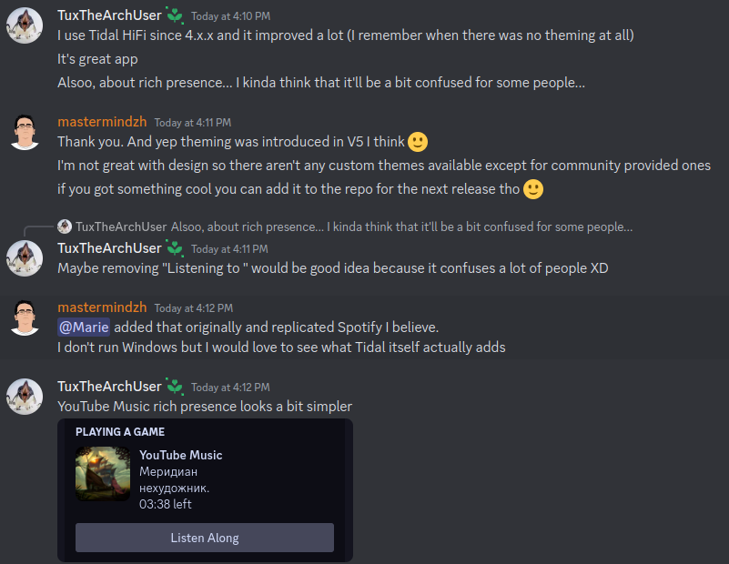 Rich presence simplification · Issue #272 · Mastermindzh/tidal-hifi · GitHub