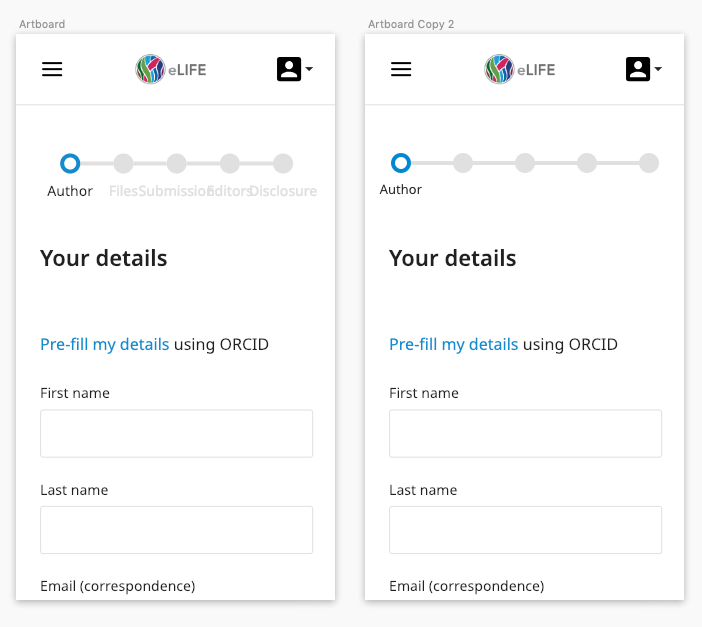 Support the "stepper" in submission wizard at smaller device widths ...