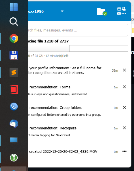[Bug]: popup window partly hidden under StartAllBack taskbar · Issue #5898 · nextcloud/desktop ...
