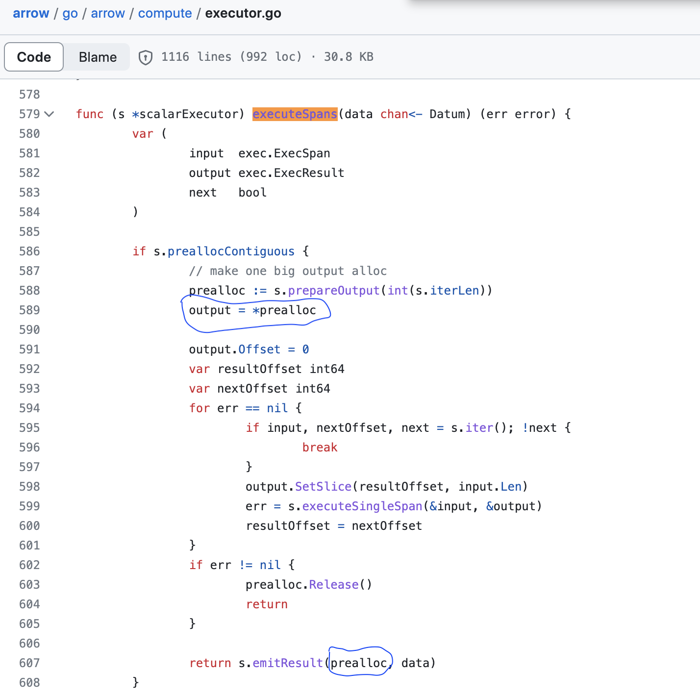 [Go] the output is not passed to emitResult in scalarExecutor ...