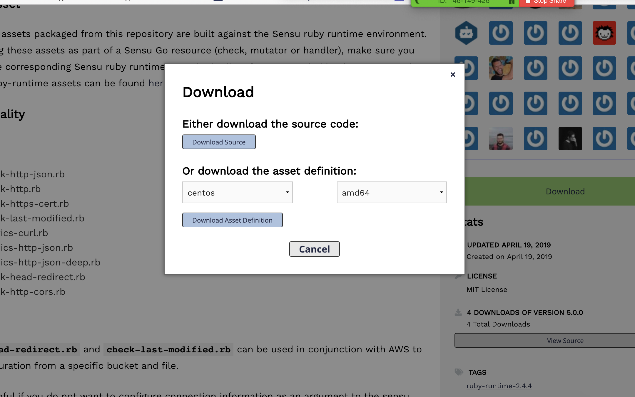 Reconfigure buttons on the asset download modal. · Issue #164 · sensu ...