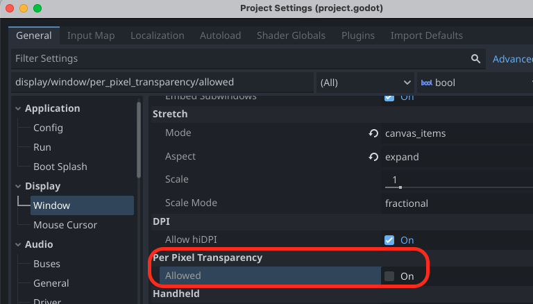 Per Pixel Transparency / DisplayServer.window_set_mode sets the background to transparent ...