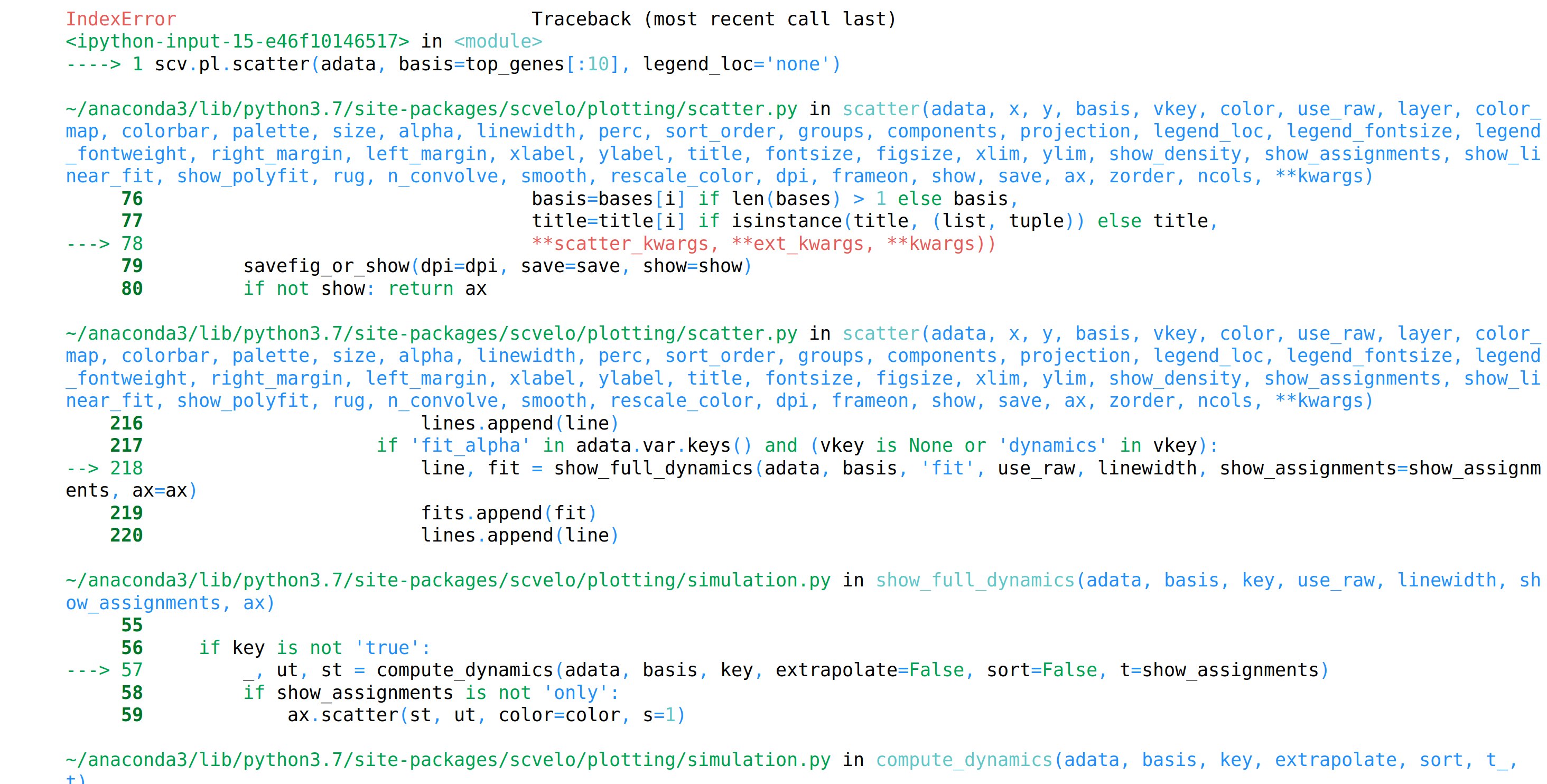 #scv.pl.scatter error · Issue #108 · theislab/scvelo · GitHub