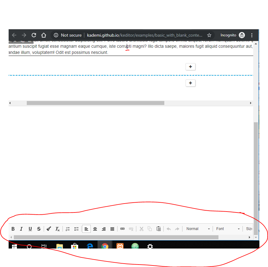 Text Editor in subcontainer · Issue #175 · Kademi/keditor · GitHub