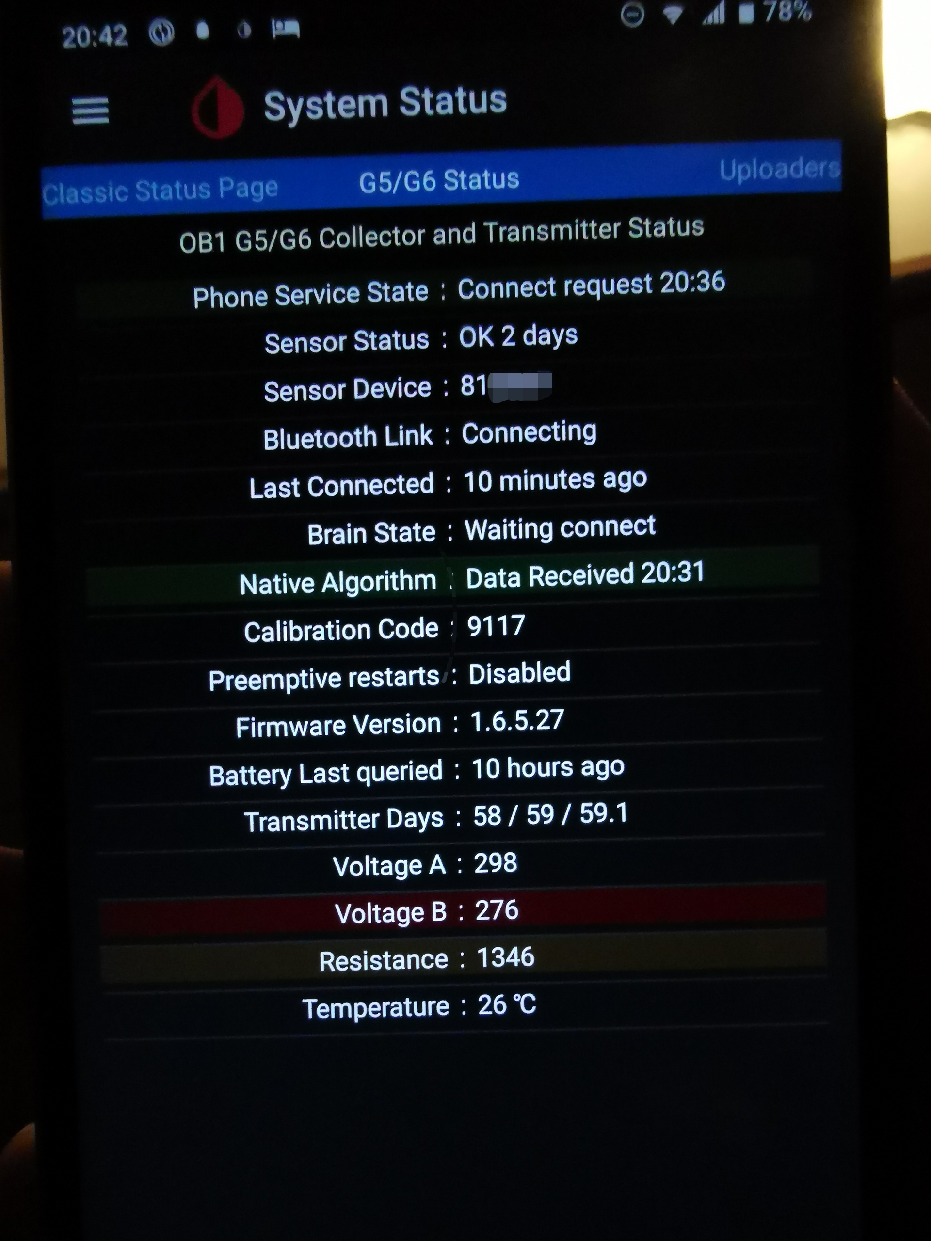 Not holding reliable connection to g6 on android 9. Readings every 15 ...