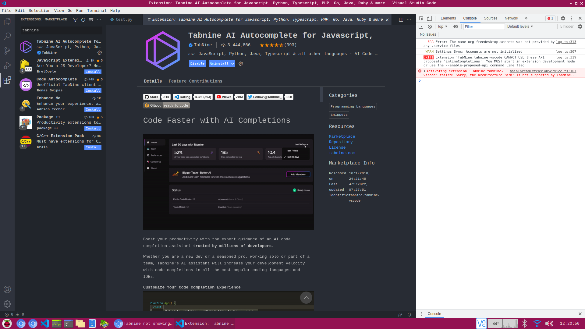 Tabnine not showing up anywhere after installing · Issue #809 · codota/tabnine-vscode · GitHub
