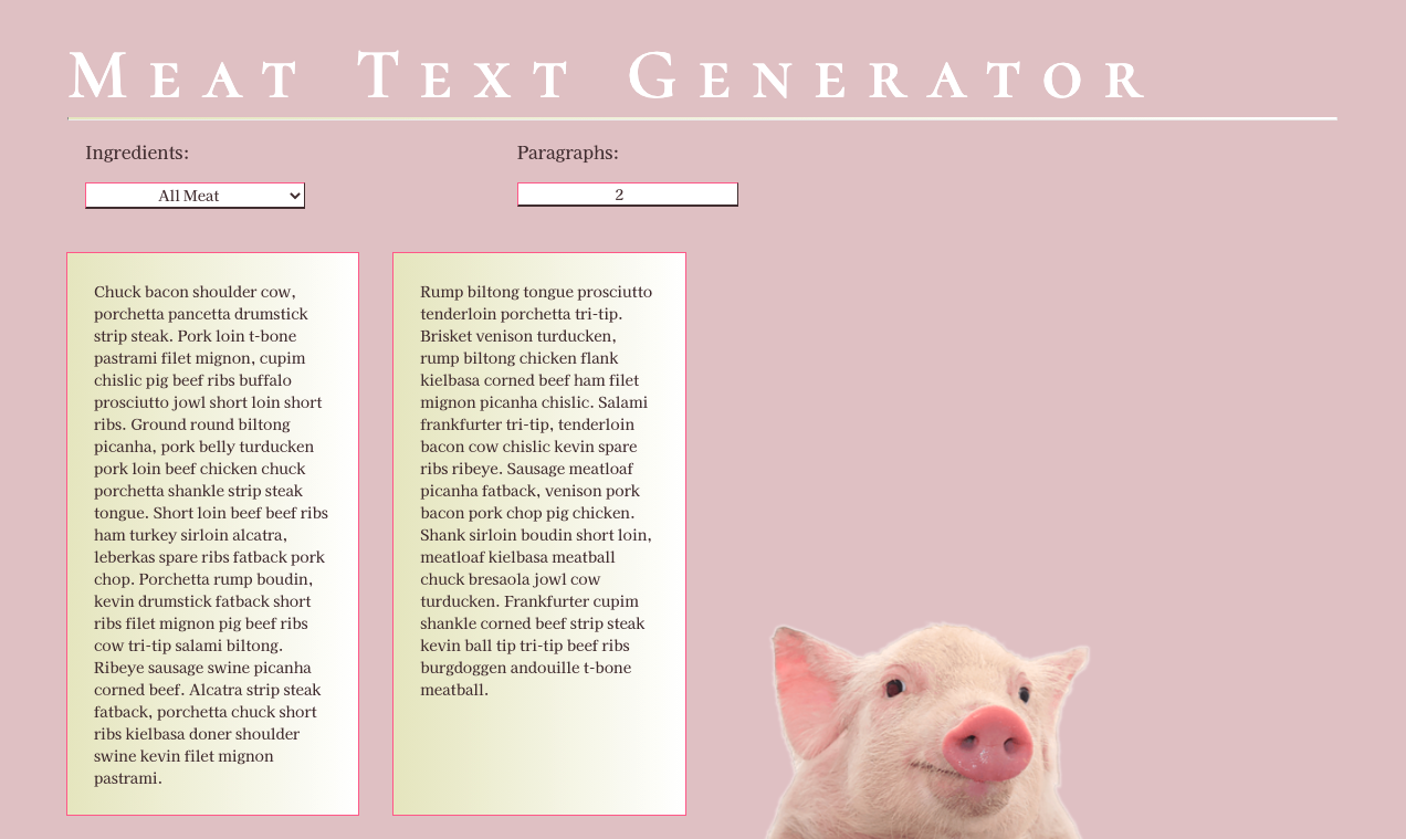 GitHub - ricolaws/meat-text-generator