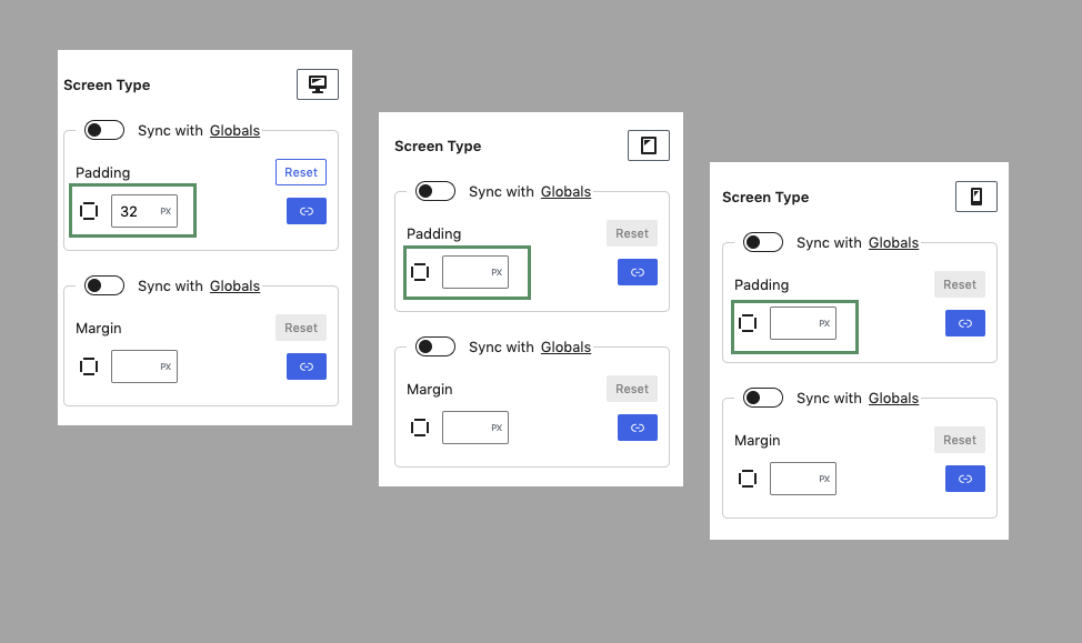 Section block: desktop padding and margin values should be inherited across viewports by default ...
