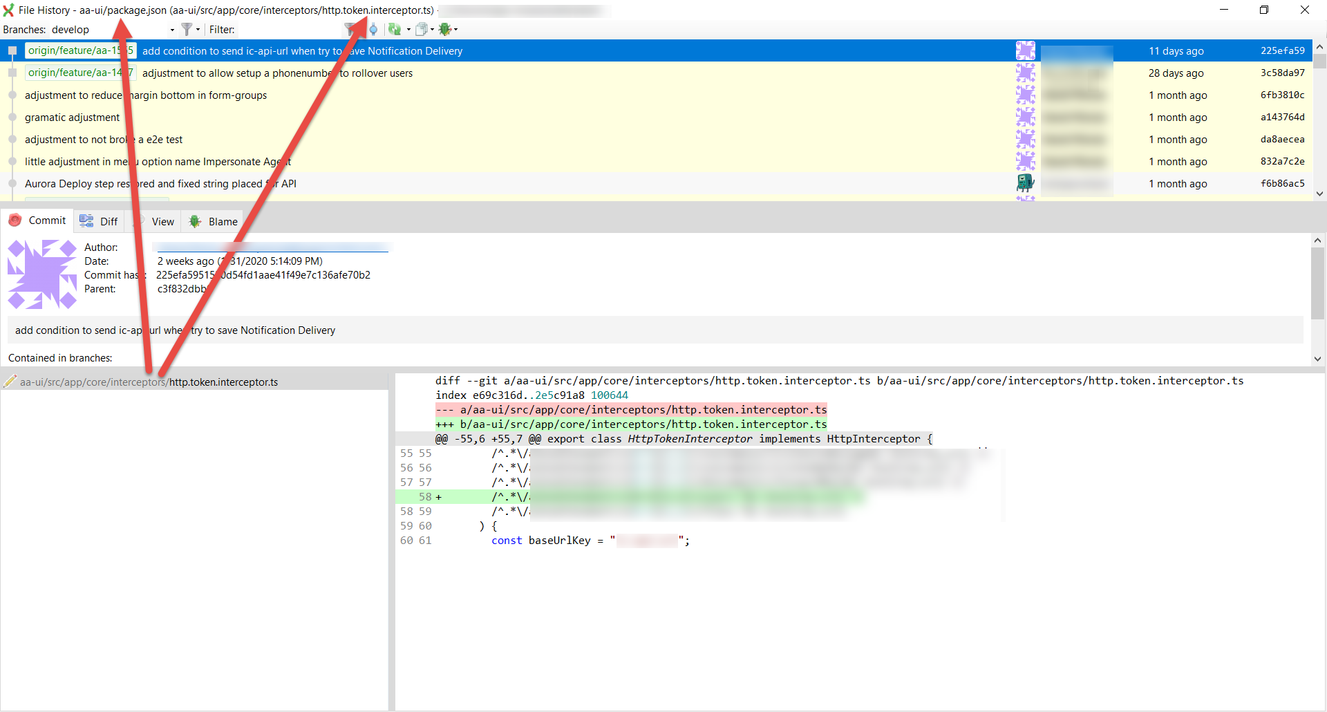 File History displays commits that do not contain changes in the specified file · Issue #7773 ...