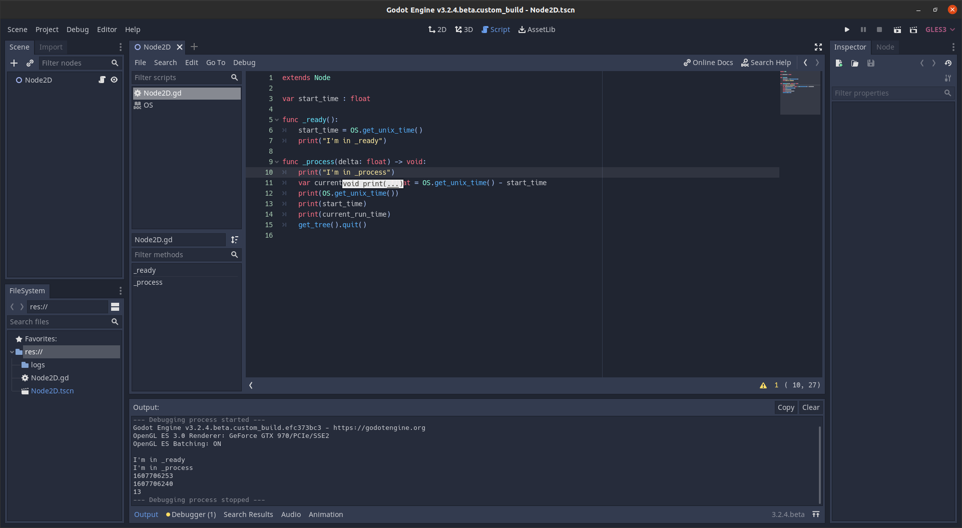 OS get unix time Works Different In ready init Than In process 