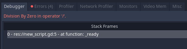 Godot doesn't show error when dividing by 0 in Vector2 and other types ...