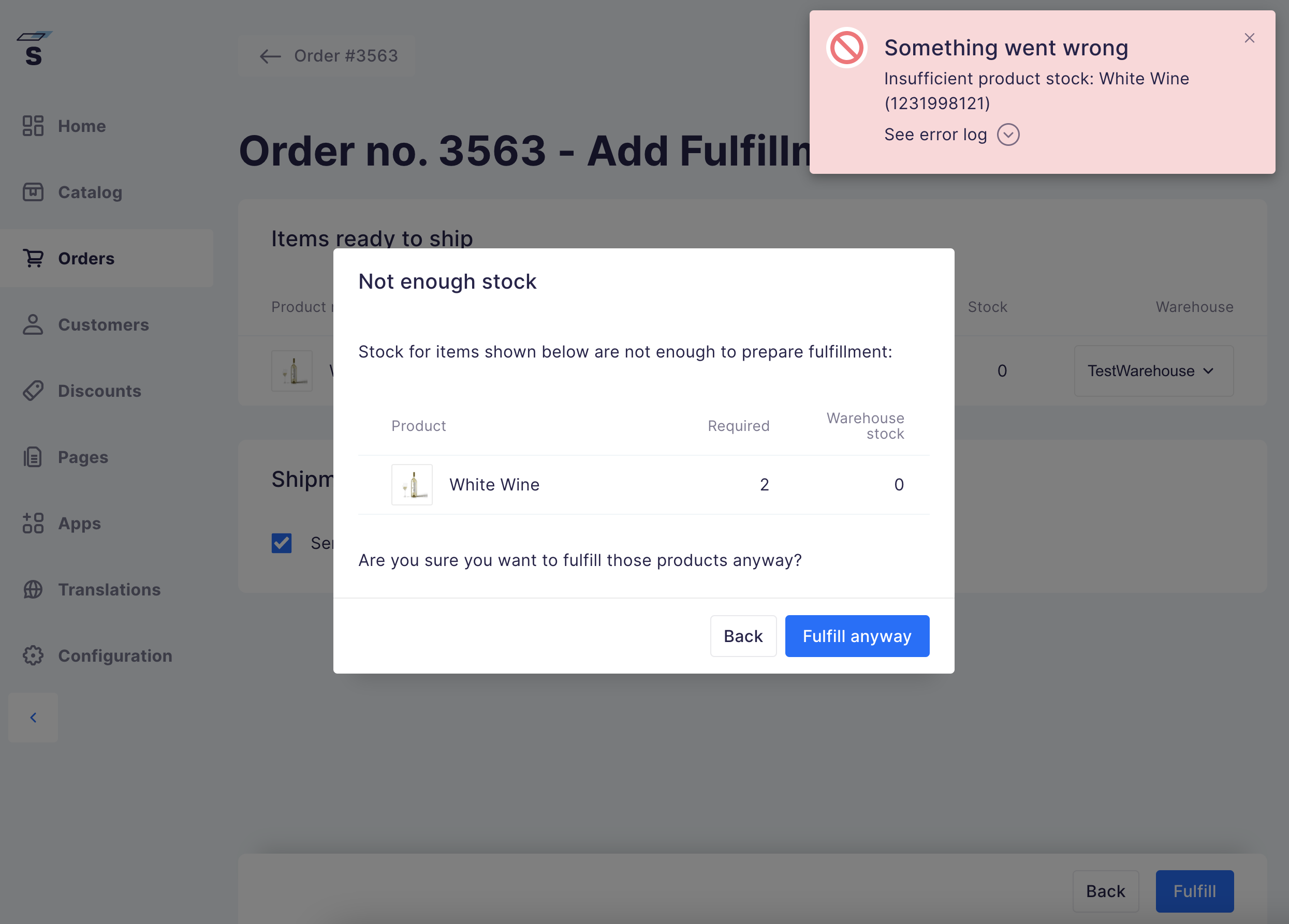 Remove errors on fulfilling insufficient stock by Droniu · Pull Request #2298 · saleor/saleor ...