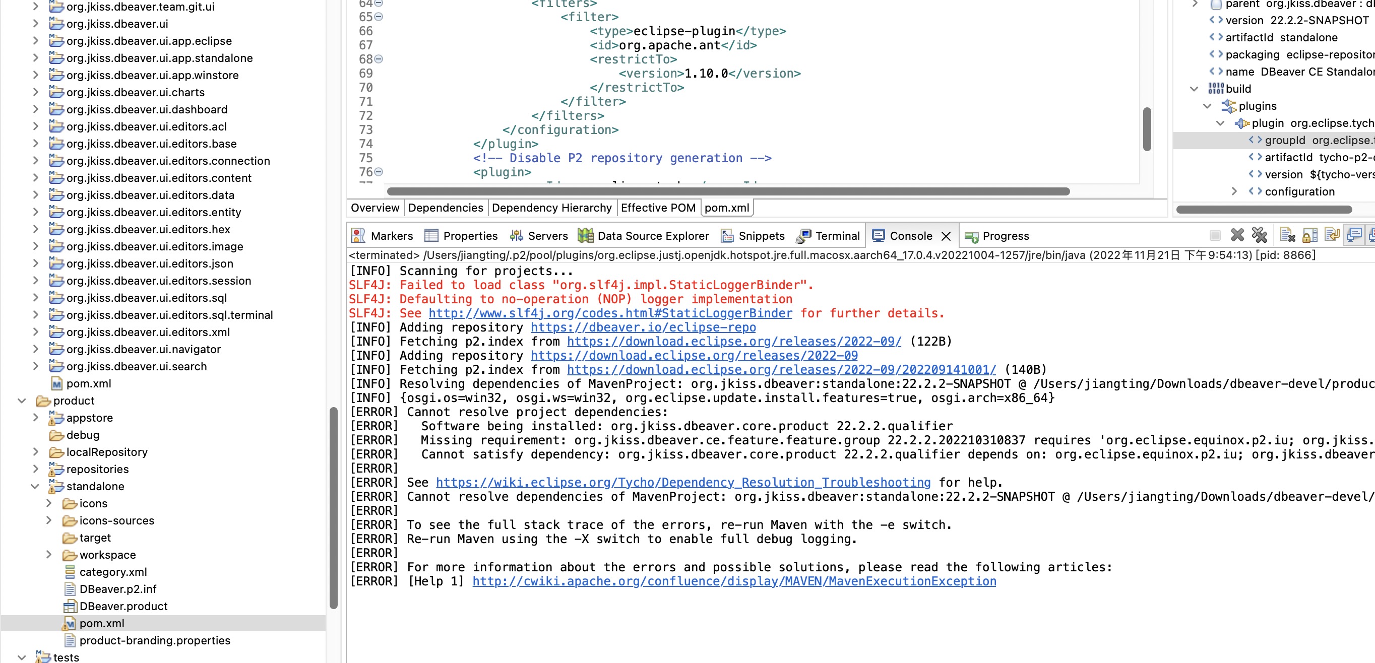 Debug in Eclipse occurred error ClassNotFoundException: org.jkiss.dbeaver.ui.app.standalone ...