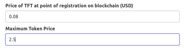 simulator input for the token price (at start of end of 5 year period) does not accept `.` in ...