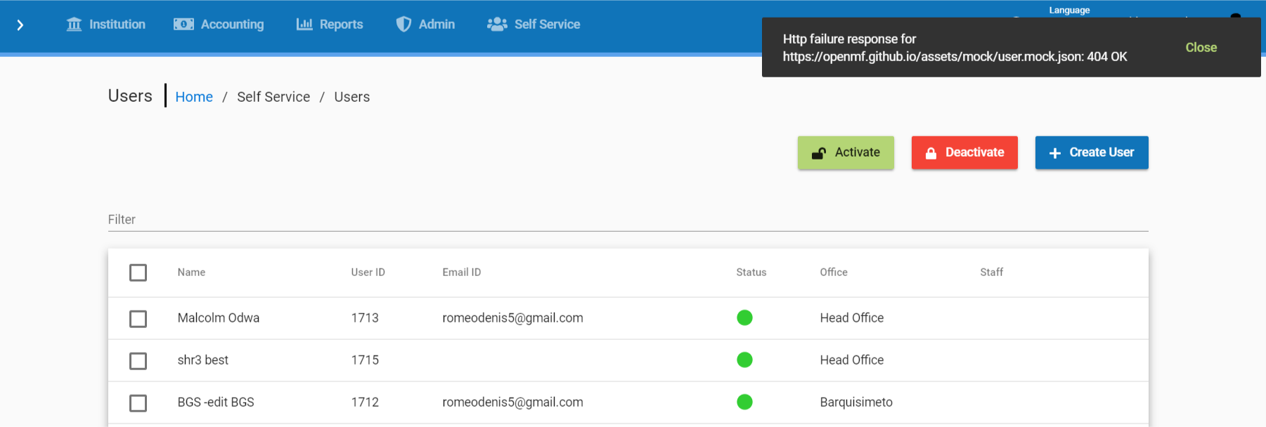 Http Failure Response Error In Self Service Users · Issue #373 · openMF/web-app · GitHub