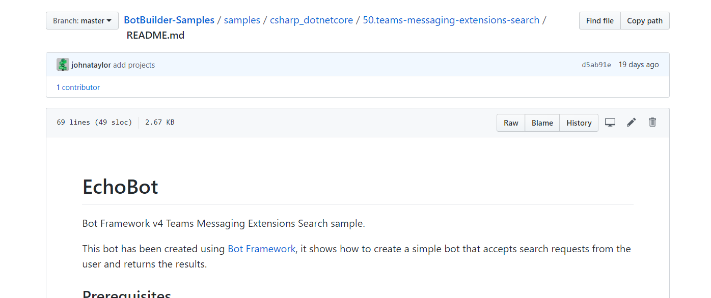 [Bash 11-05] 50.teams-messaging-extensions-search readme should not say EchoBot · Issue #1926 ...