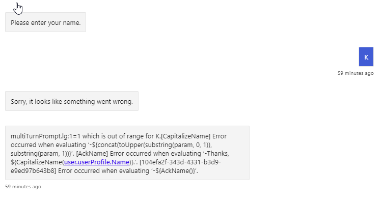 Declarative sample throws exception with single-letter name · Issue #2284 · microsoft/BotBuilder ...