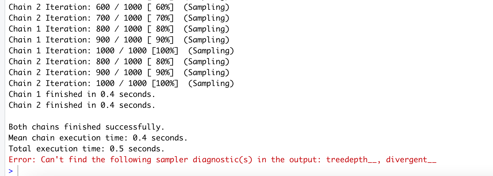 Error Cant Find The Following Sampler Diagnostics In The Output Treedepth Divergent 8306
