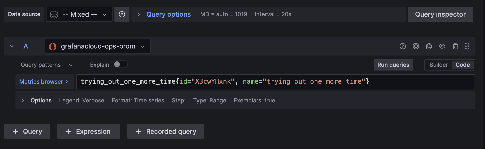 Add recorded query dialog only adds one selected query · Issue #59674 · grafana/grafana · GitHub
