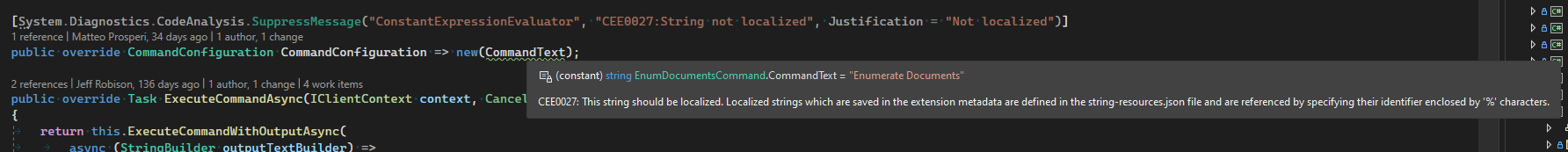 Warnings raised by incremental source generators are not disabled by the SuppressMessage ...