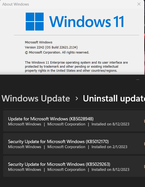 Volume/Brightness sliders not visible (KB5029263 Build 22621.2134 ...