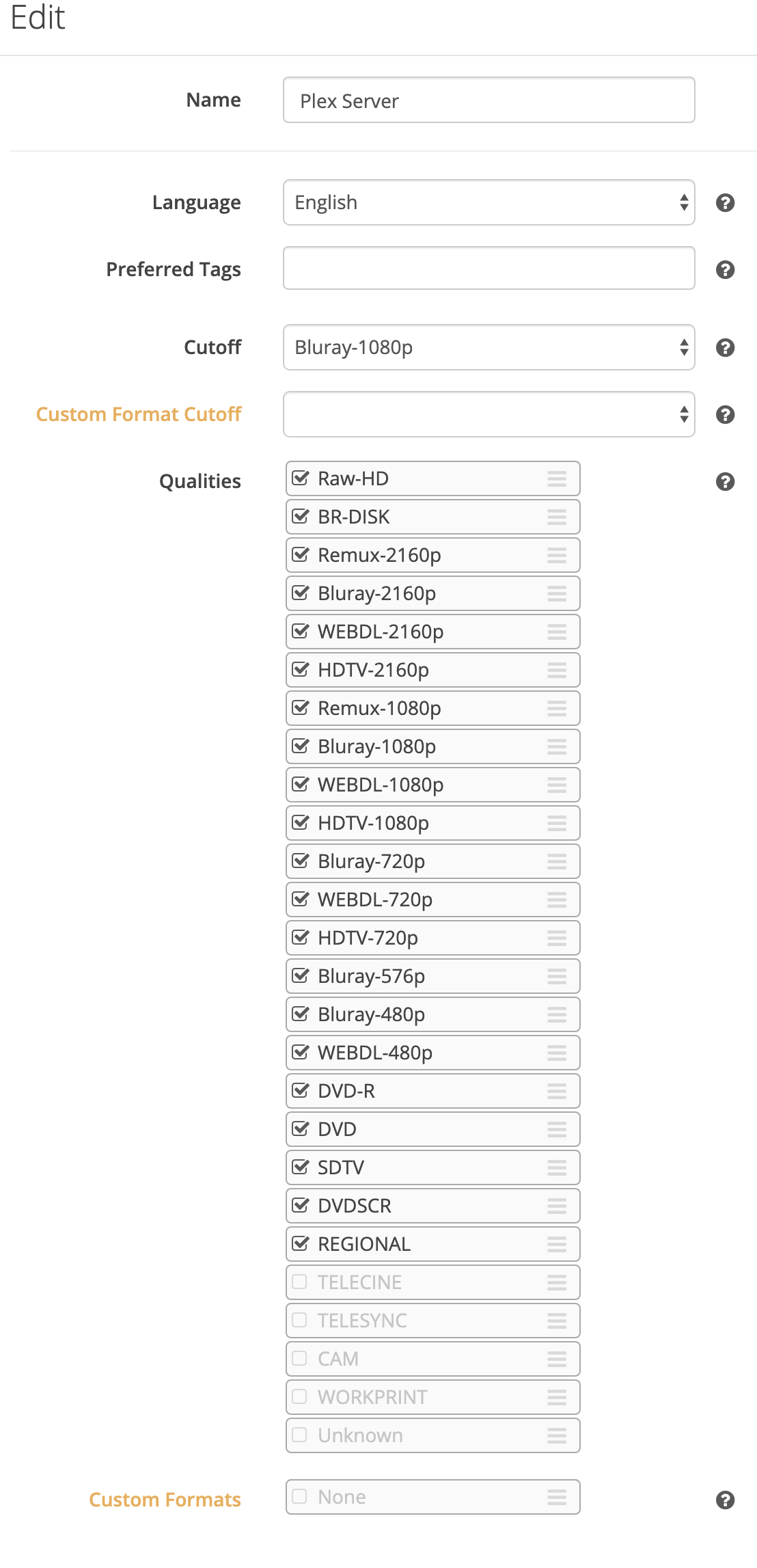 Quality Requirements Not Parsing Correctly · Issue 3465 · Radarr Radarr · Github