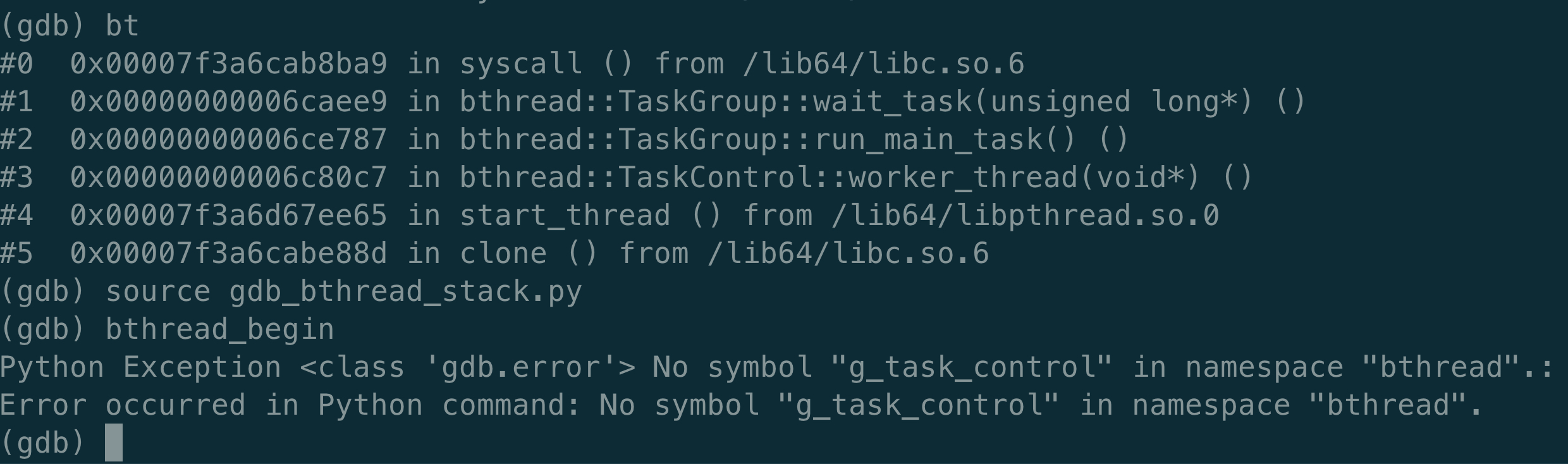 gdb_bthread_stack.py查看不了bthread stack · Issue #1173 · apache/brpc · GitHub