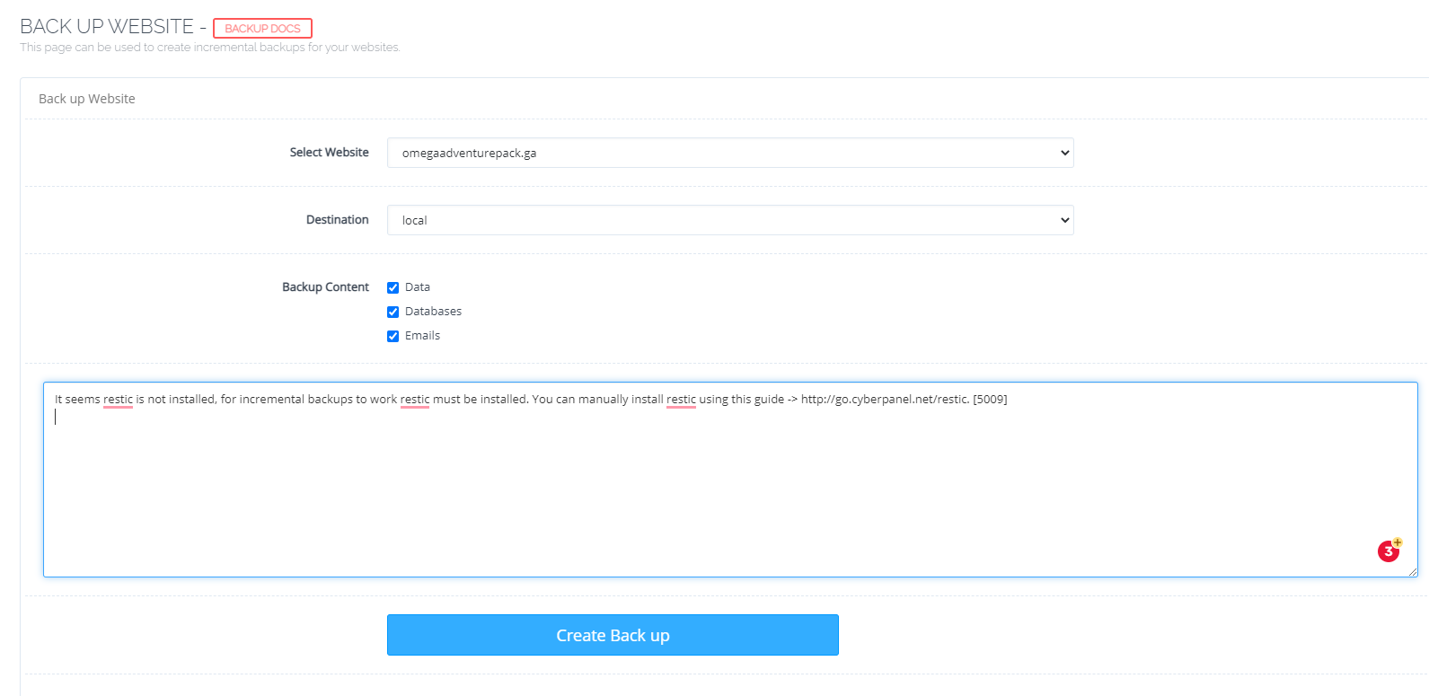 restic failed to install on cp install · Issue #580 · usmannasir/cyberpanel · GitHub