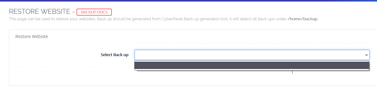 Restore Backup not showing anything · Issue #736 · usmannasir/cyberpanel · GitHub
