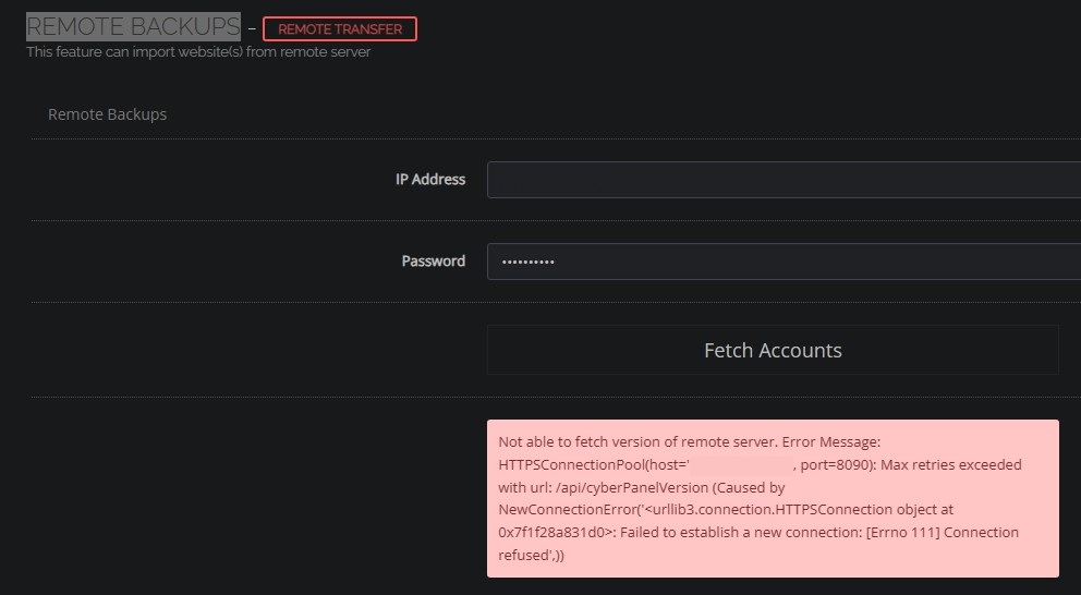 [BUG] REMOTE BACKUPS only support port 8090 · Issue #1109 · usmannasir/cyberpanel · GitHub
