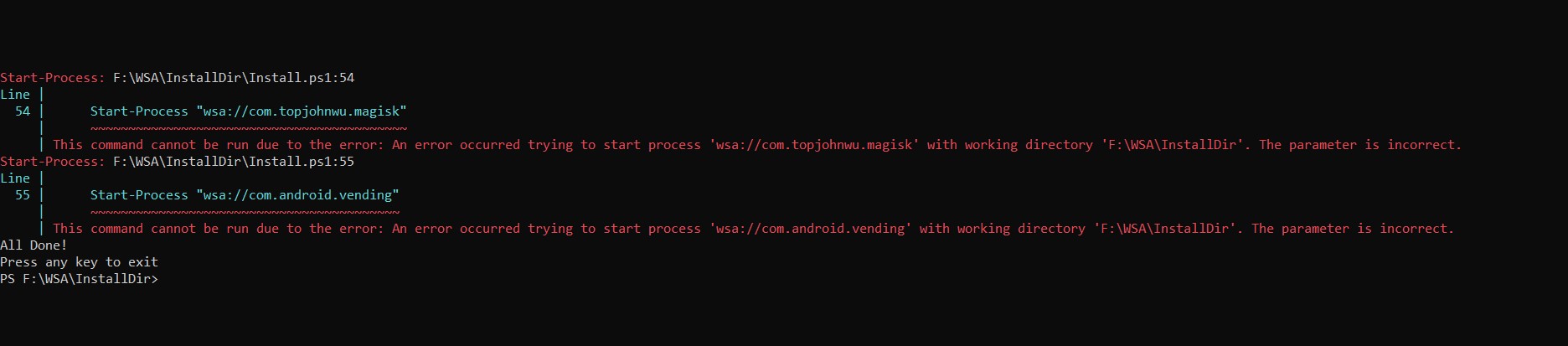 [Bug] Install Failed WSA using Install.ps1 script · Issue #541 · LSPosed/MagiskOnWSALocal · GitHub