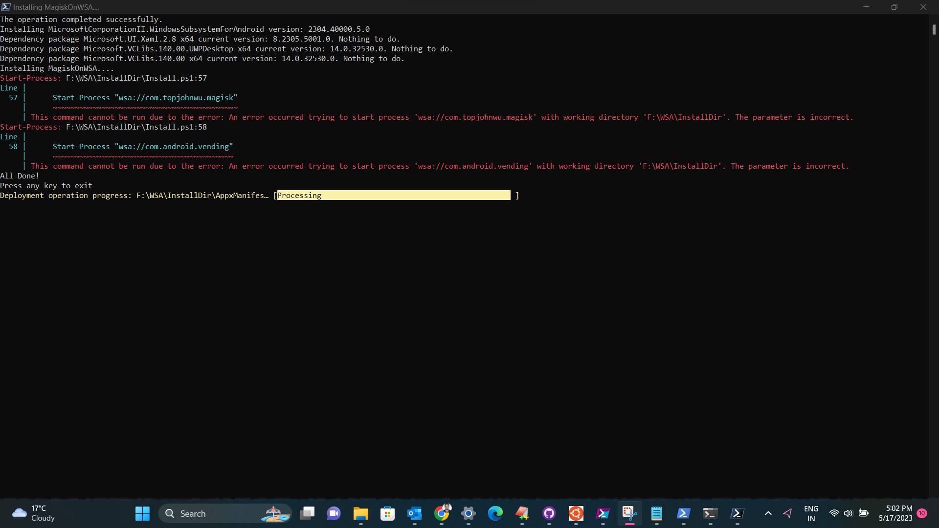 [Bug] Install Failed WSA using Install.ps1 script · Issue #541 · LSPosed/MagiskOnWSALocal · GitHub