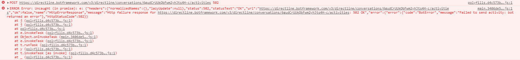 Microsoft Web Chat Bot-framework returns 502 error · Issue #3808 · microsoft/BotFramework ...