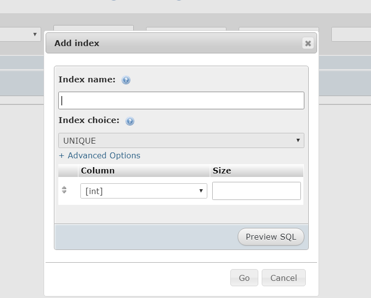 Add index has no Preview SQL · Issue #13519 · phpmyadmin/phpmyadmin · GitHub