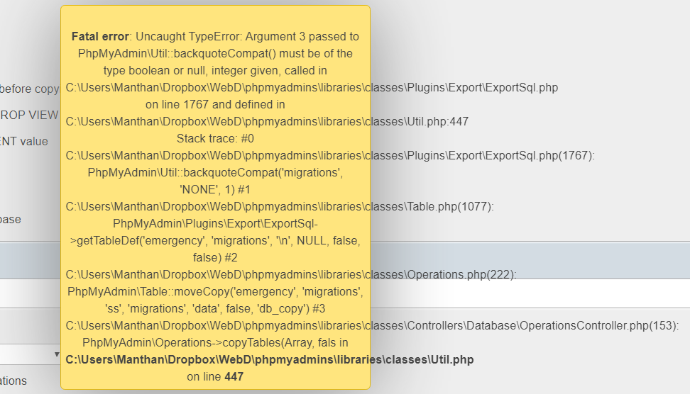 Fatal error in Copy table option · Issue #15966 · phpmyadmin/phpmyadmin · GitHub