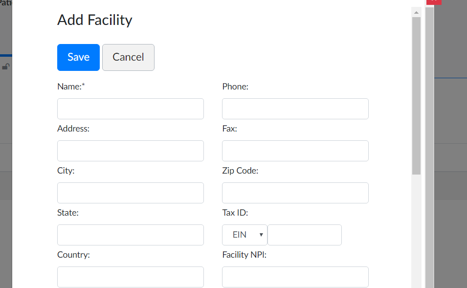 UI: Add Facility popup button size and positions · Issue #3105 · openemr/openemr · GitHub