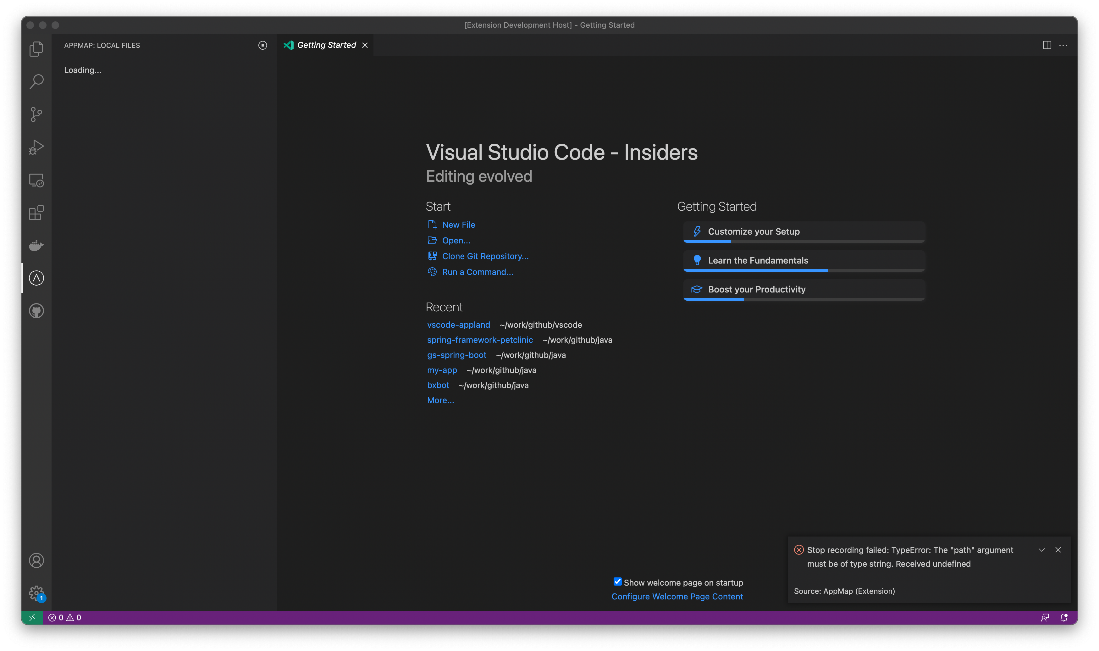 AppMap panel is stuck loading when no workspace is open · Issue #196 · getappmap/vscode-appland ...