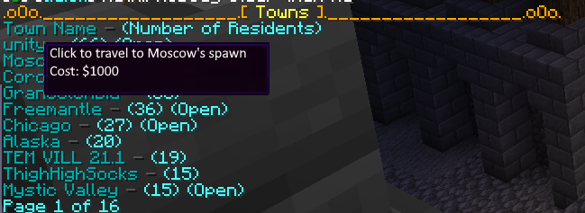 Suggestion: Click-To-Spawn for `t list` and `n list` · Issue #3827 · TownyAdvanced/Towny · GitHub